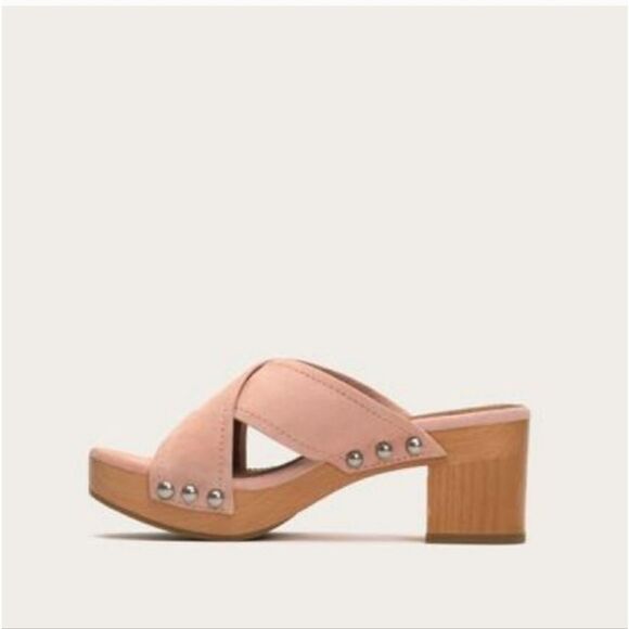 Frye | Shoes | Fryefiona Leather Clog Block Heel Sandals In Baby Pink ...